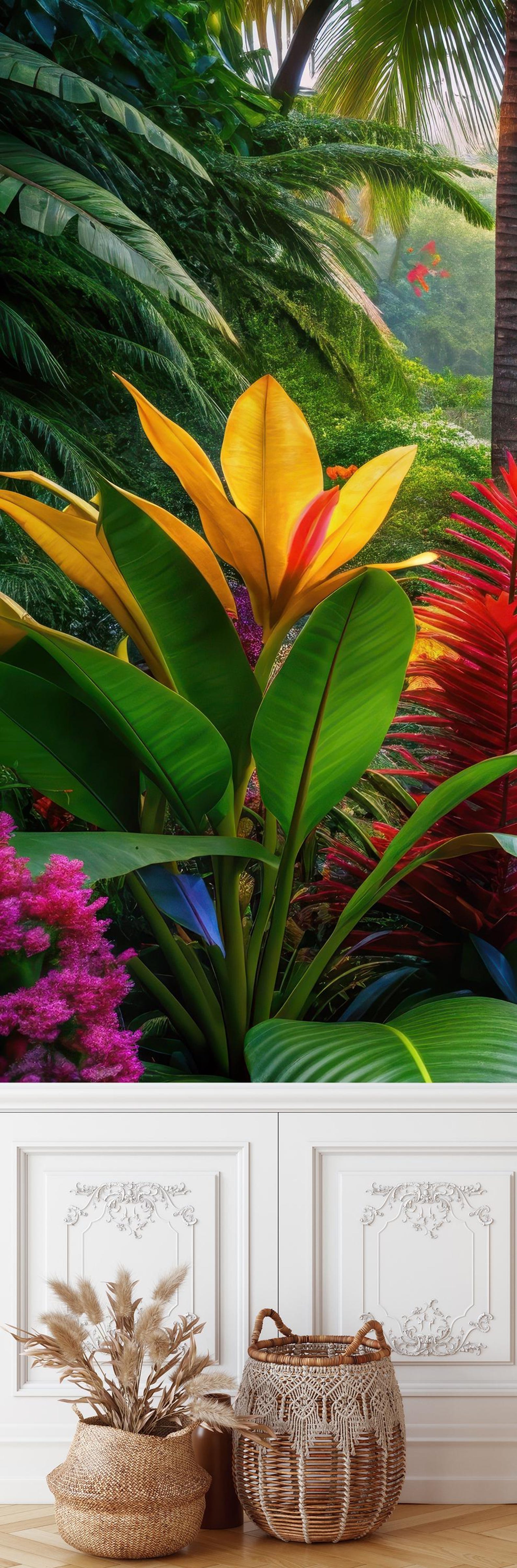 Tropical Forest Wall Mural, Colorful Exotic Botanical Home Decor (peel ...