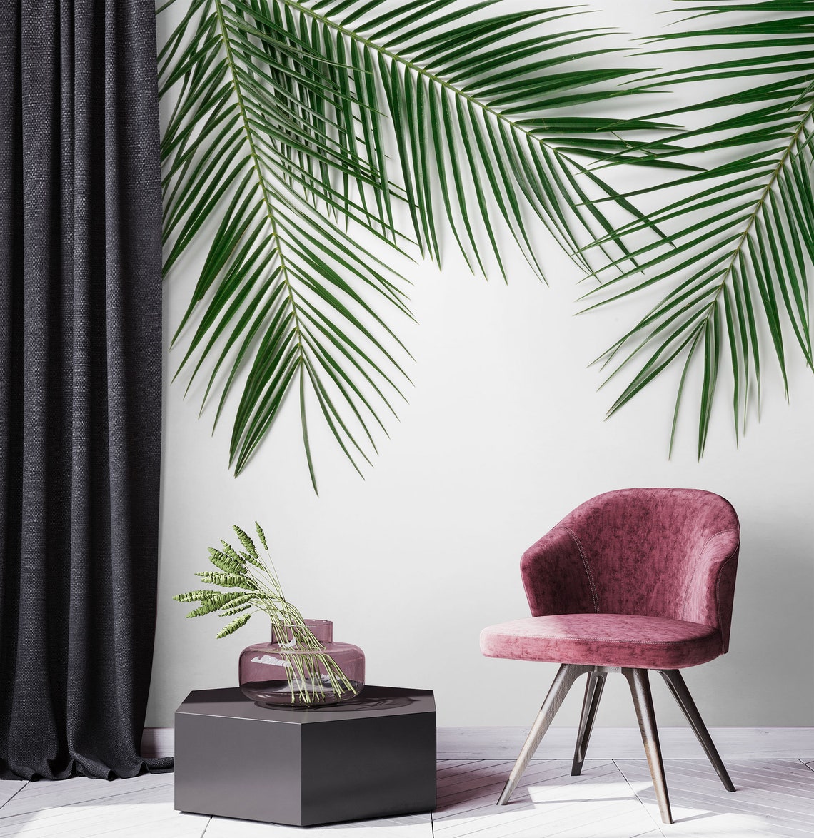Tropical Palm Leaves Wallpaper, Monstera Leaf Print, Peel and Stick ...
