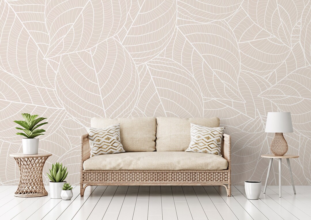 Abstract Floral Leaf Wallpaper, Removable Wall Mural (peel and Stick ...