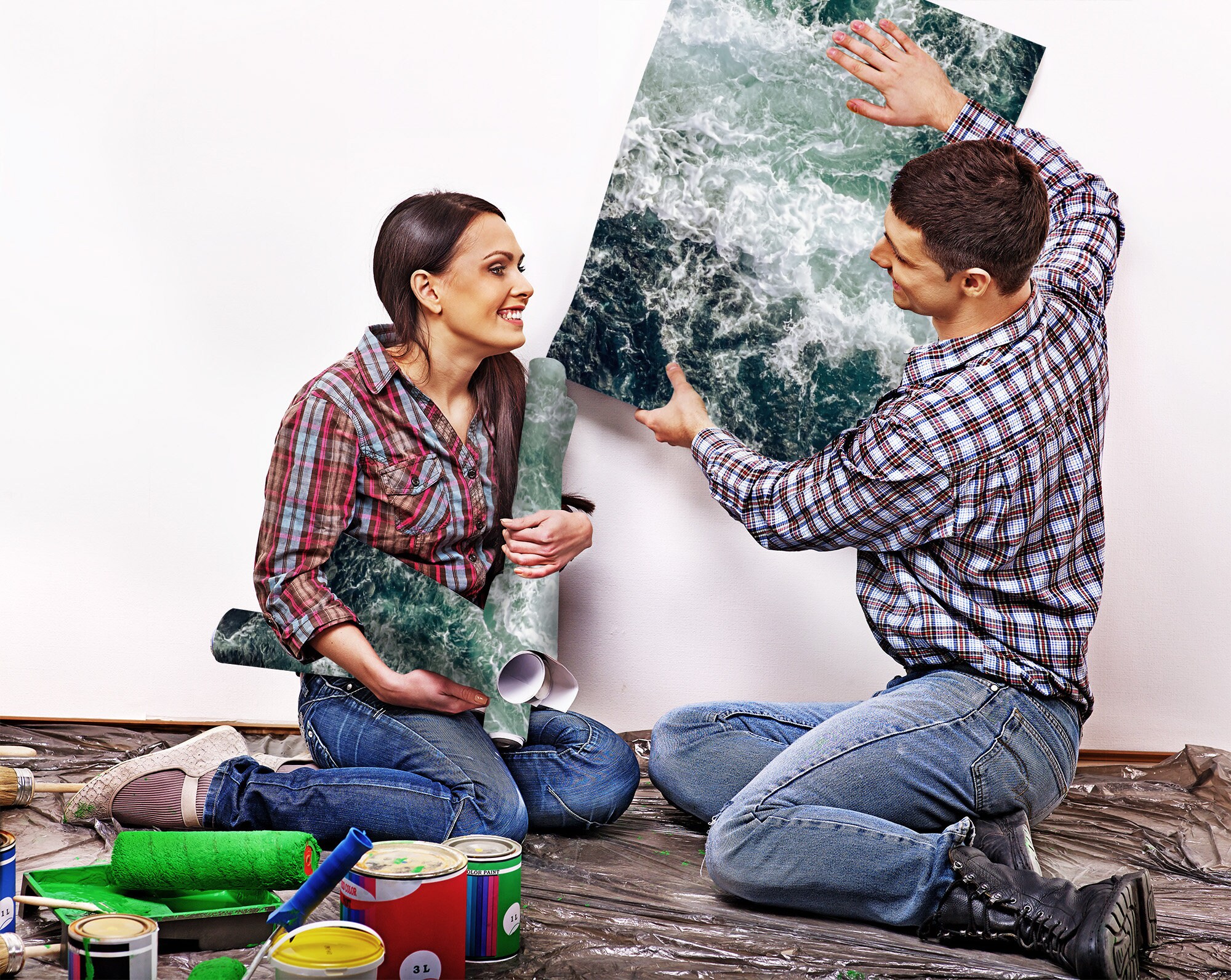 See Wallpaper, Waves of Water, Wall Mural, Self Adhesive (peel and ...