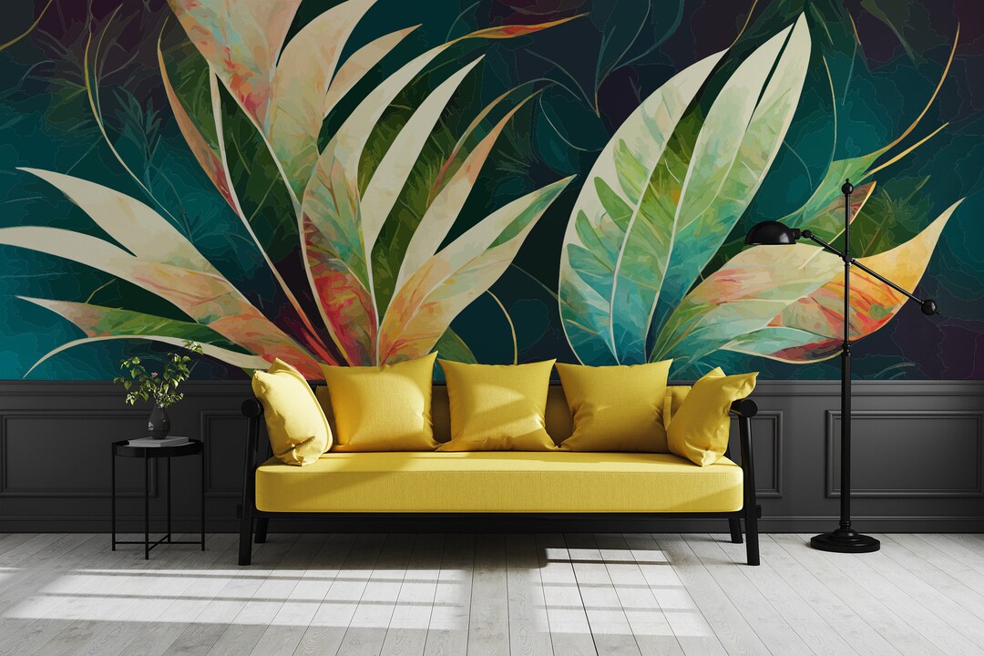 Abstract Tropical Leaves Wall Mural (peel & Stick or Vinyl) - Etsy