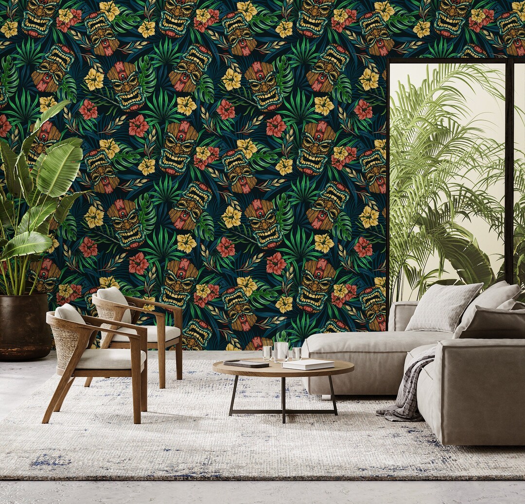 Hawaiian Tropical Colorful Wallpaper, Wall Mural, Self Adhesive(peel ...
