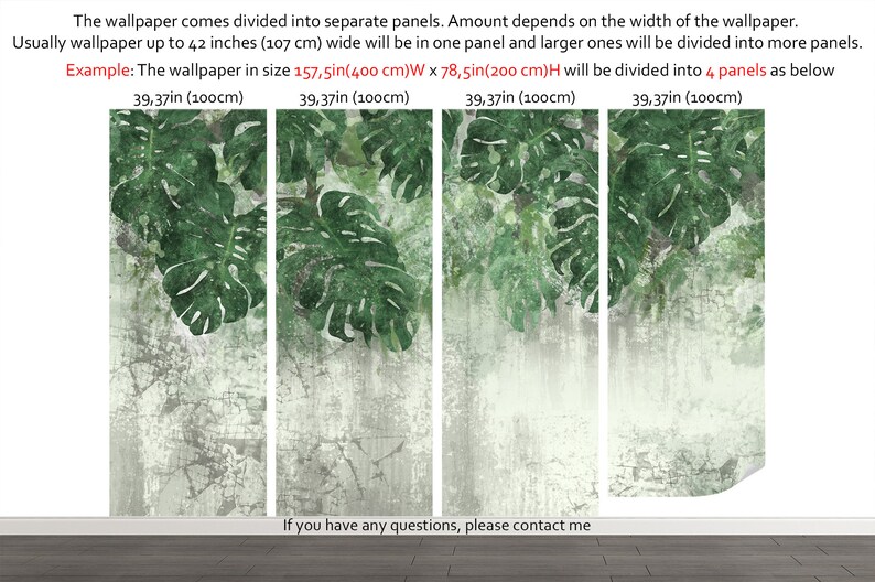 Tropical Leaf Wallpaper, Peel and Stick, Removable Wall Decor - Etsy