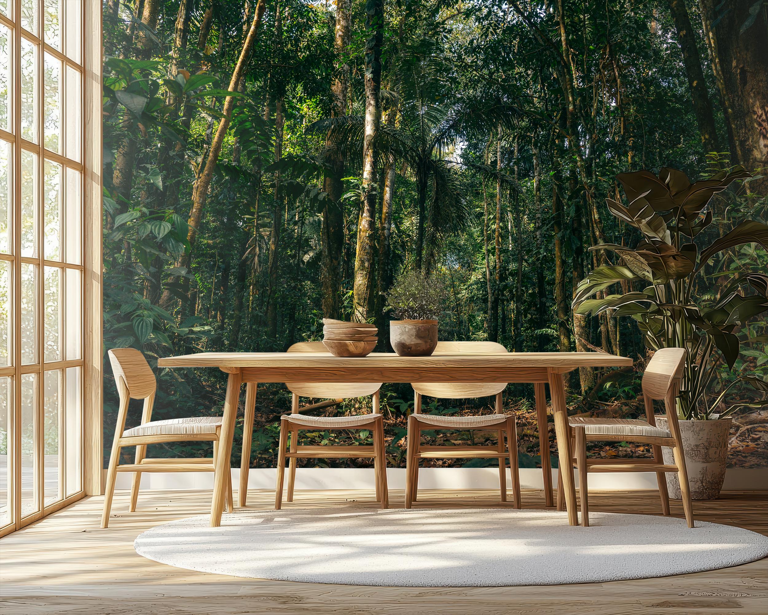 Tropical Forest Wallpaper, Trees Wall Mural, Home Decor, Removable ...