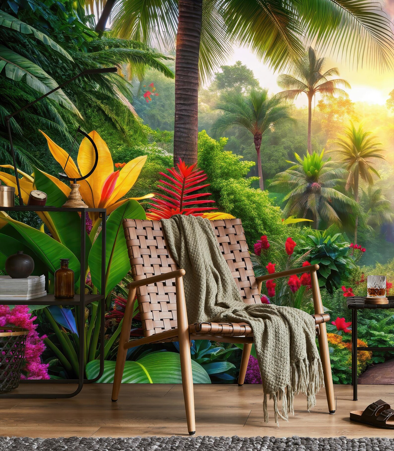 Tropical Forest Wall Mural, Colorful Exotic Botanical Home Decor (peel ...
