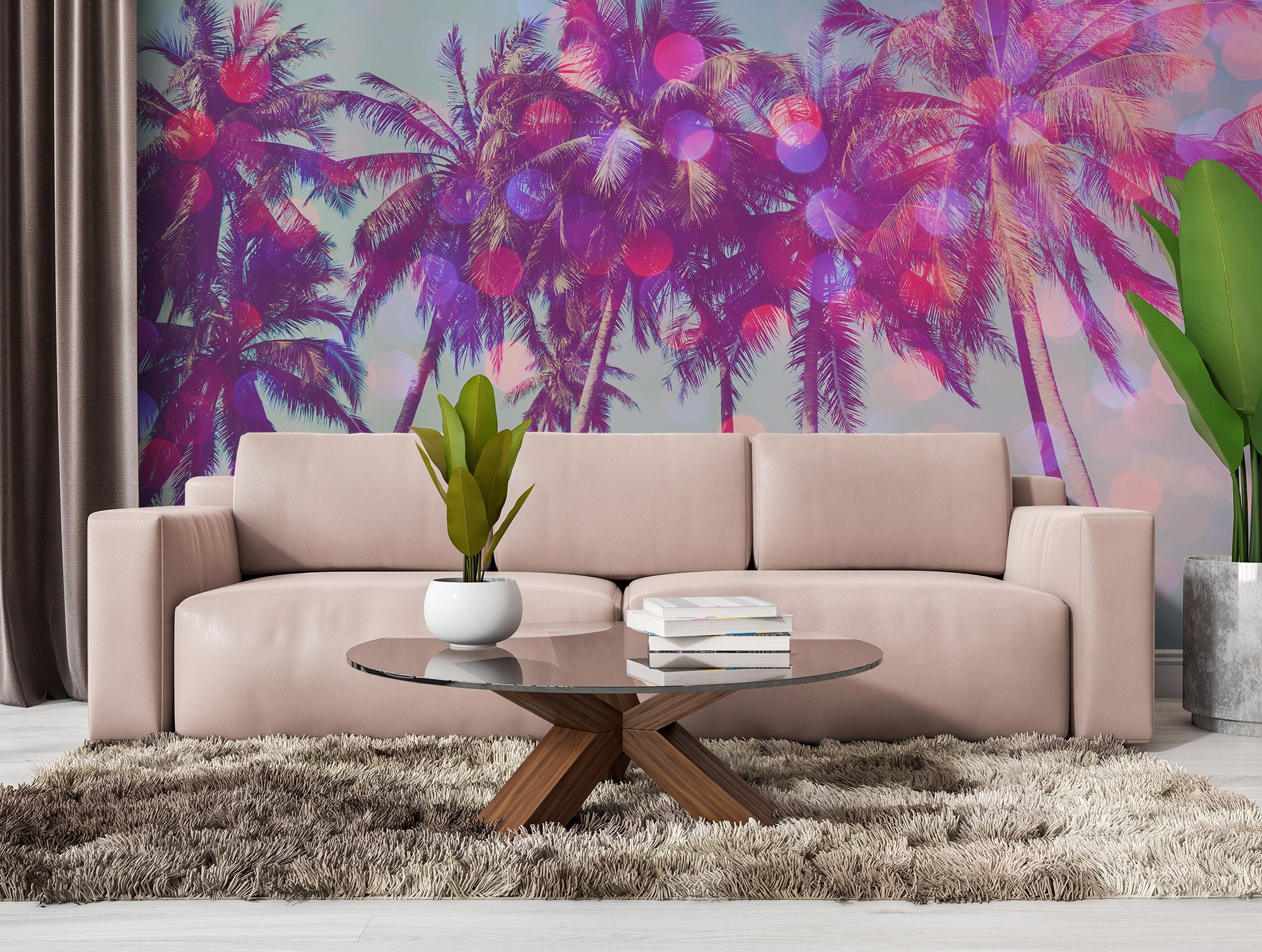 Palm Trees Wallpaper Tropical Beach Peel and Stick Self - Etsy