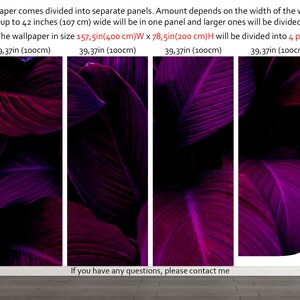 Purple Leaves Wallpaper, Tropical Leaf, Peel and Stick, Self Adhesive ...