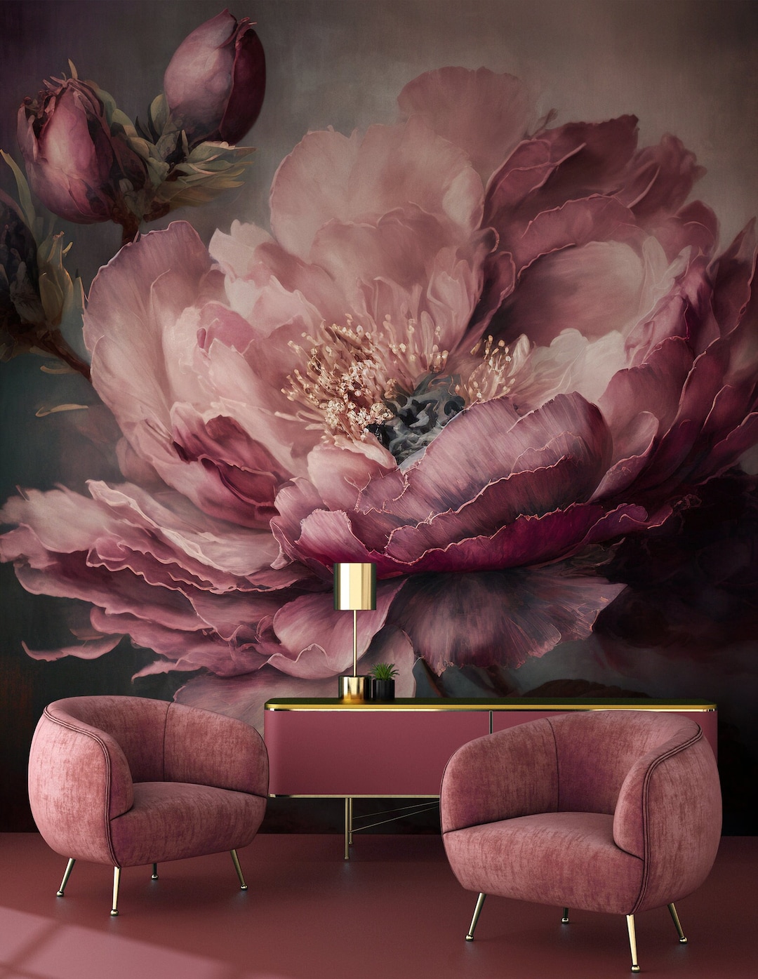 Flower Abstract Wallpaper, Floral Wall Mural, Self Adhesive (peel and ...