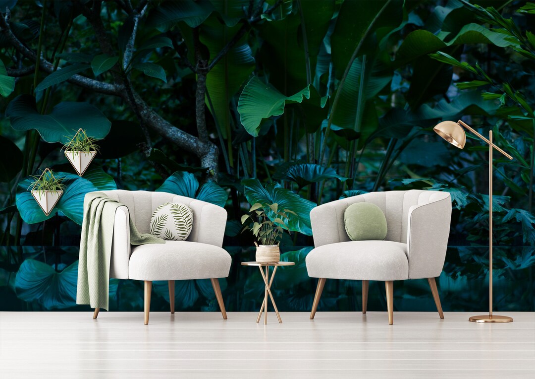Tropical Wallpaper With Rain Forest, Wall Mural, Removable, Self ...