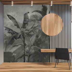 Black and White Tropical Landscape Mural, Removable Peel and Stick ...