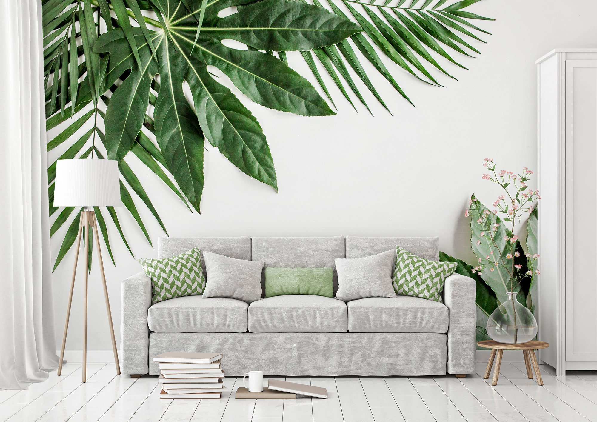 Tropical Palm Leaves Wallpaper, Monstera Leaf Print, Peel and Stick ...