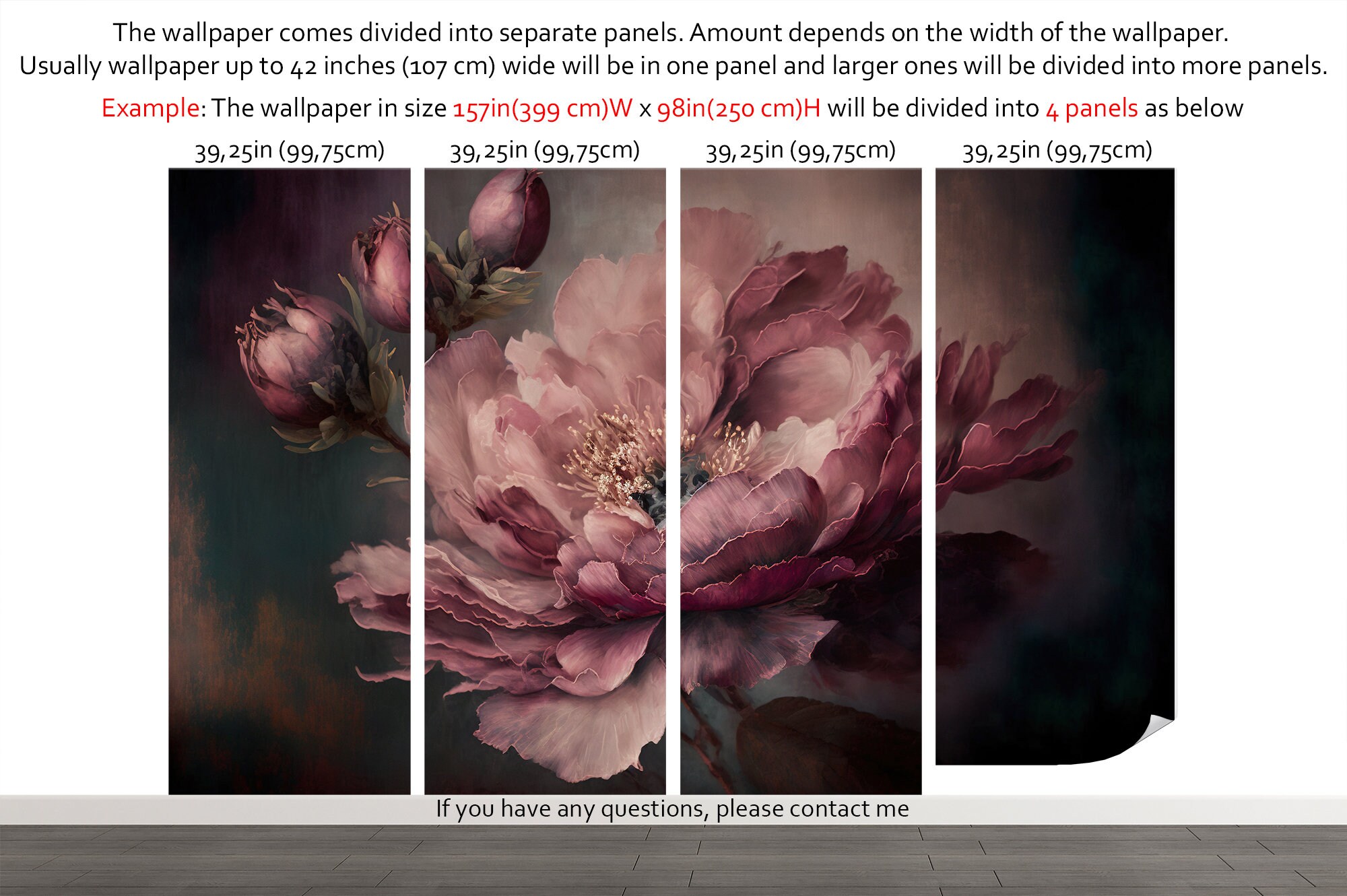 Flower Abstract Wallpaper, Floral Wall Mural, Self Adhesive (peel and ...