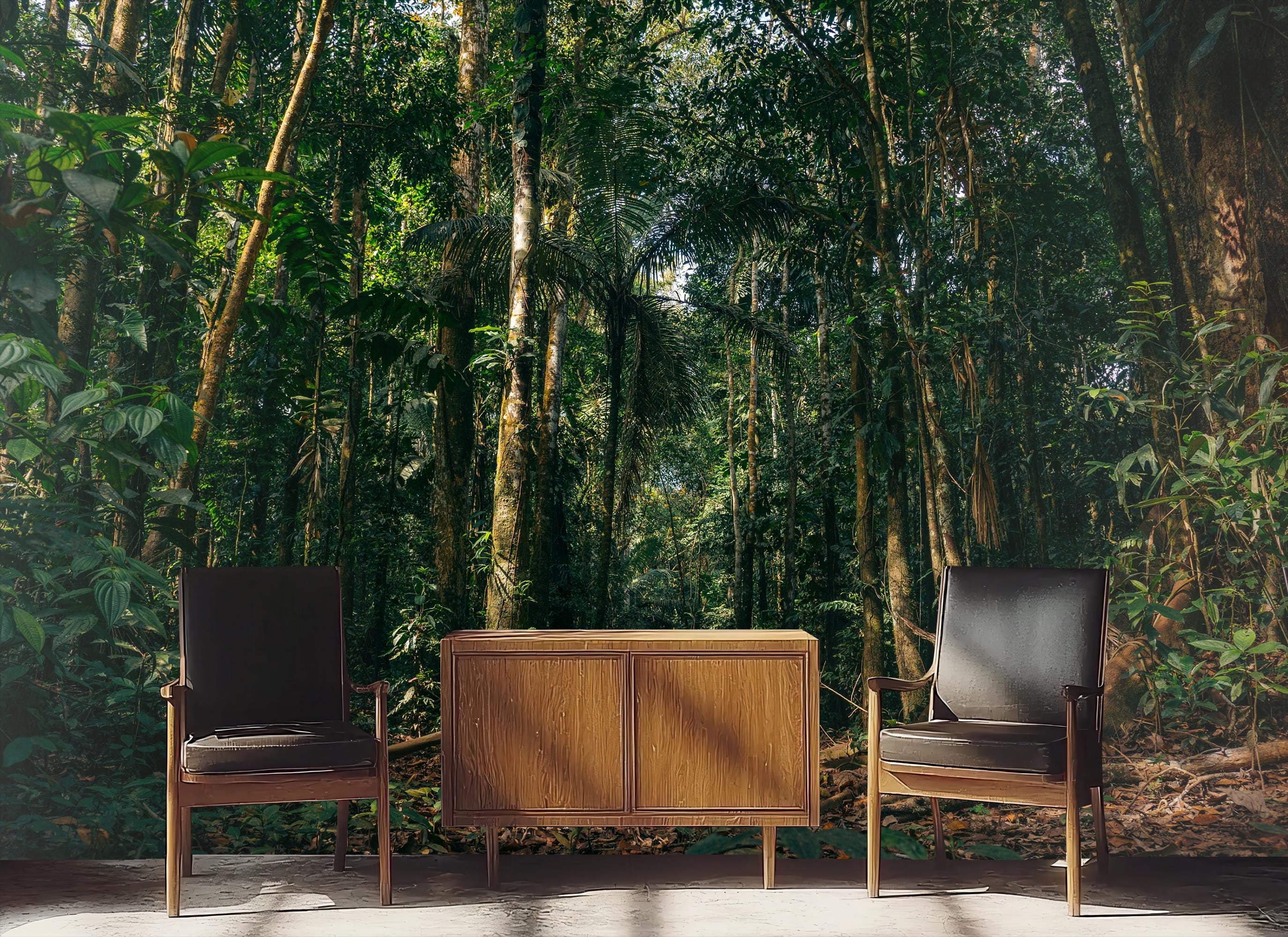 Tropical Forest Wall Mural, Lush Trees Removable Wallpaper (peel and ...