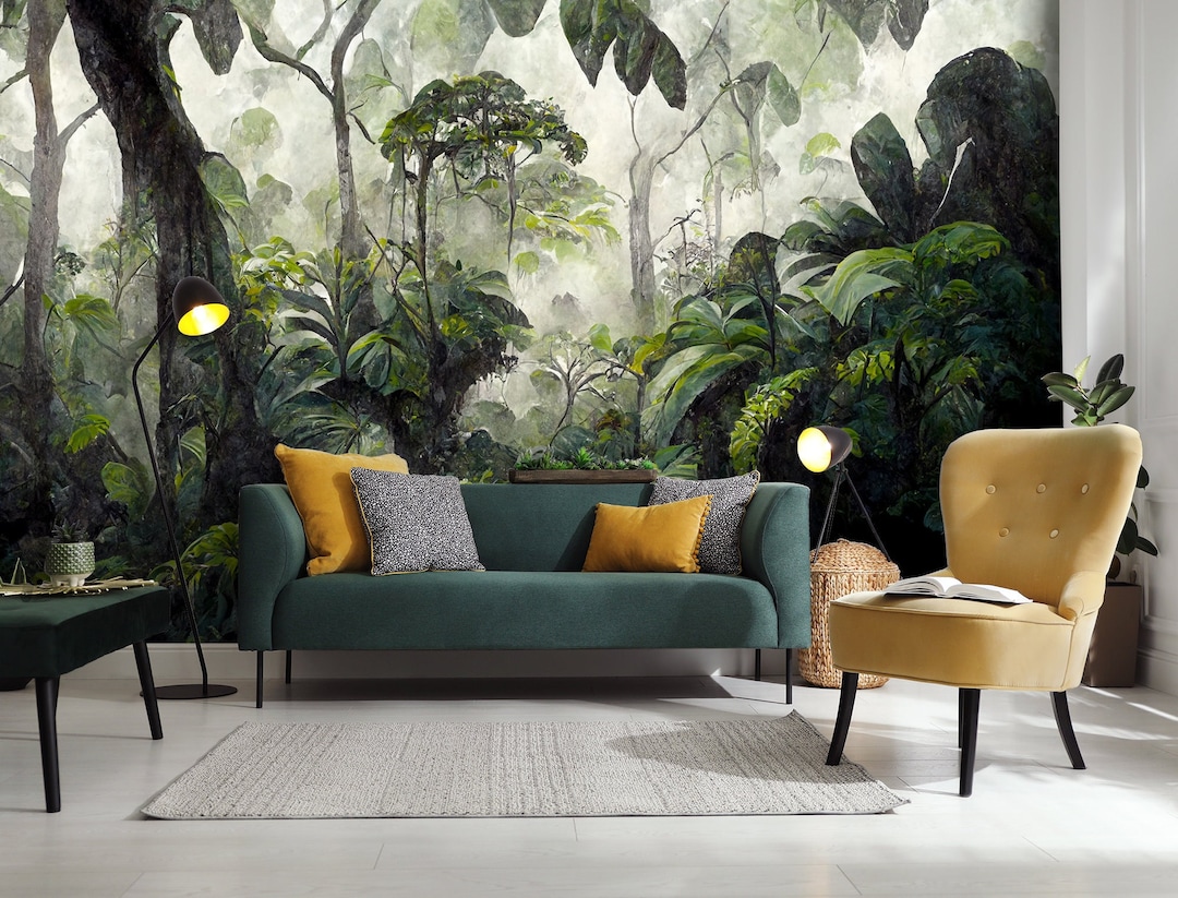 Rainforest Wallpaper, Green Jungle, Wall Mural, Removable, Self ...