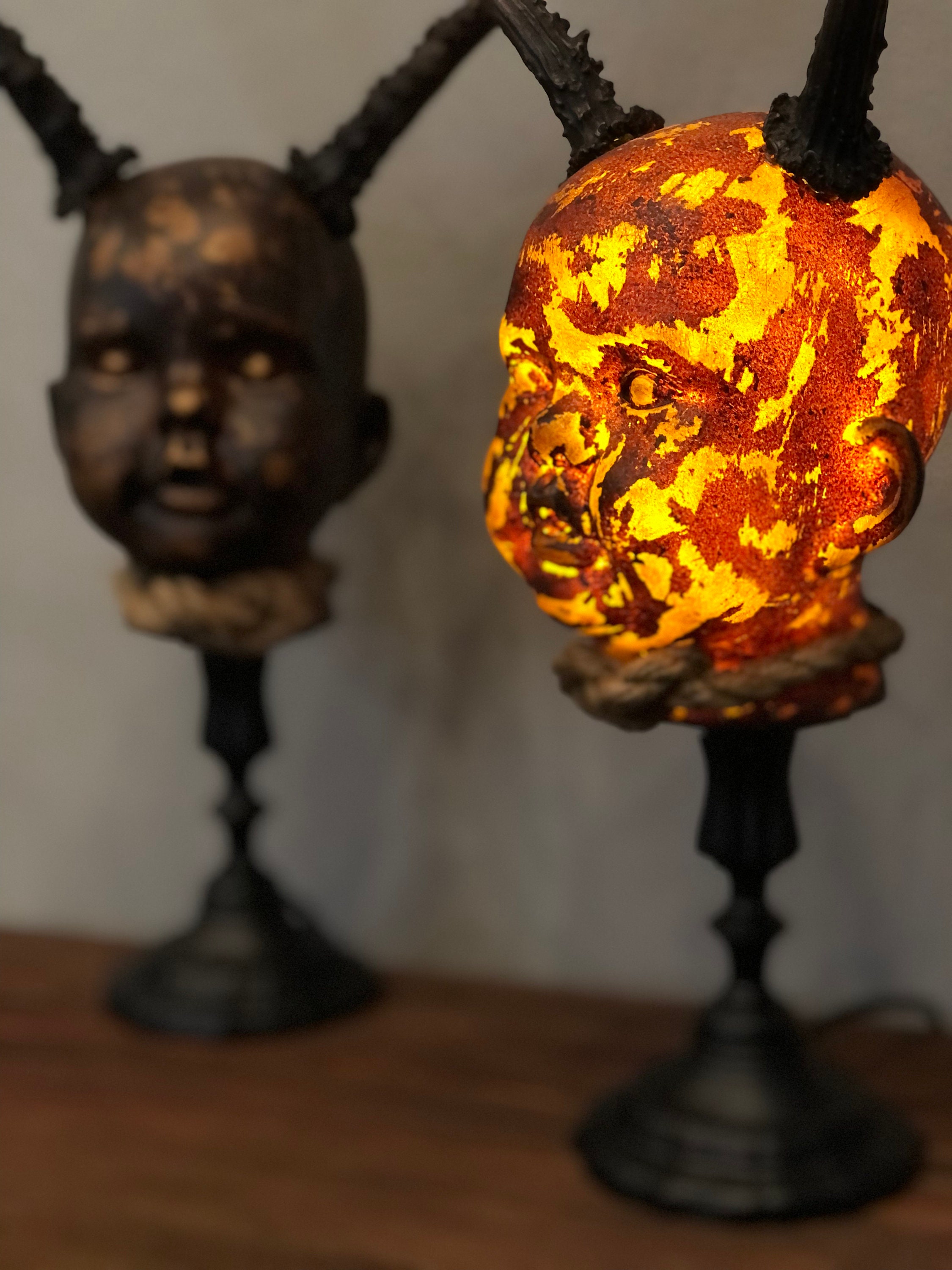 Head Doll Lamp Scary, Creepy Doll, Gothic Decor, Baby Doll - Etsy