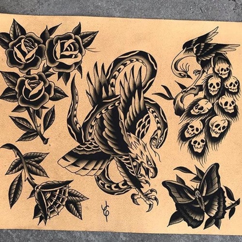 Reaper American Traditional Tattoo Flash Print - Etsy