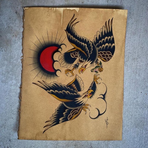 Cowboy Skull American Traditional Tattoo Flash Print - Etsy