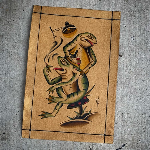 Cowboy Skull American Traditional Tattoo Flash Print - Etsy