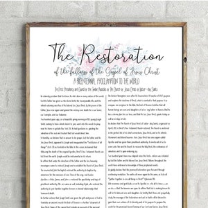 LDS Proclamation Prints: the Restoration, the Family A Proclamation to ...