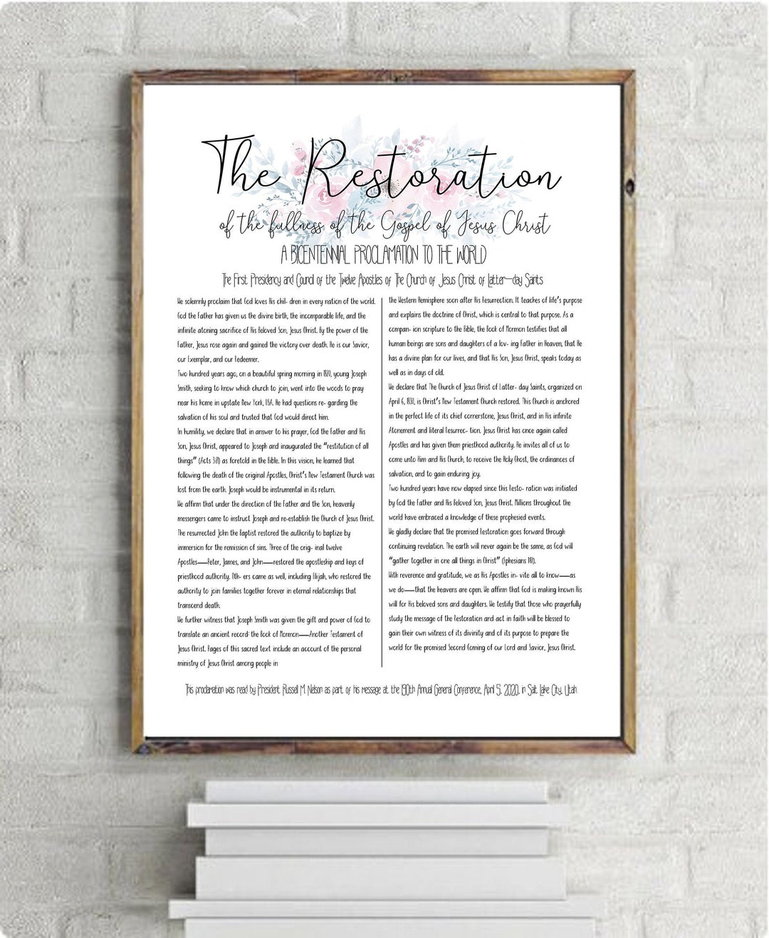 LDS Proclamation Prints: the Restoration, the Family A Proclamation to ...