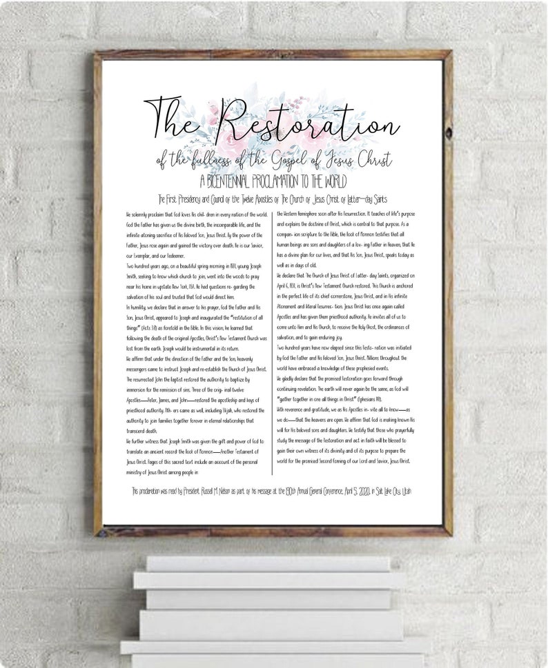 LDS Proclamation Prints: the Restoration, the Family A Proclamation to ...