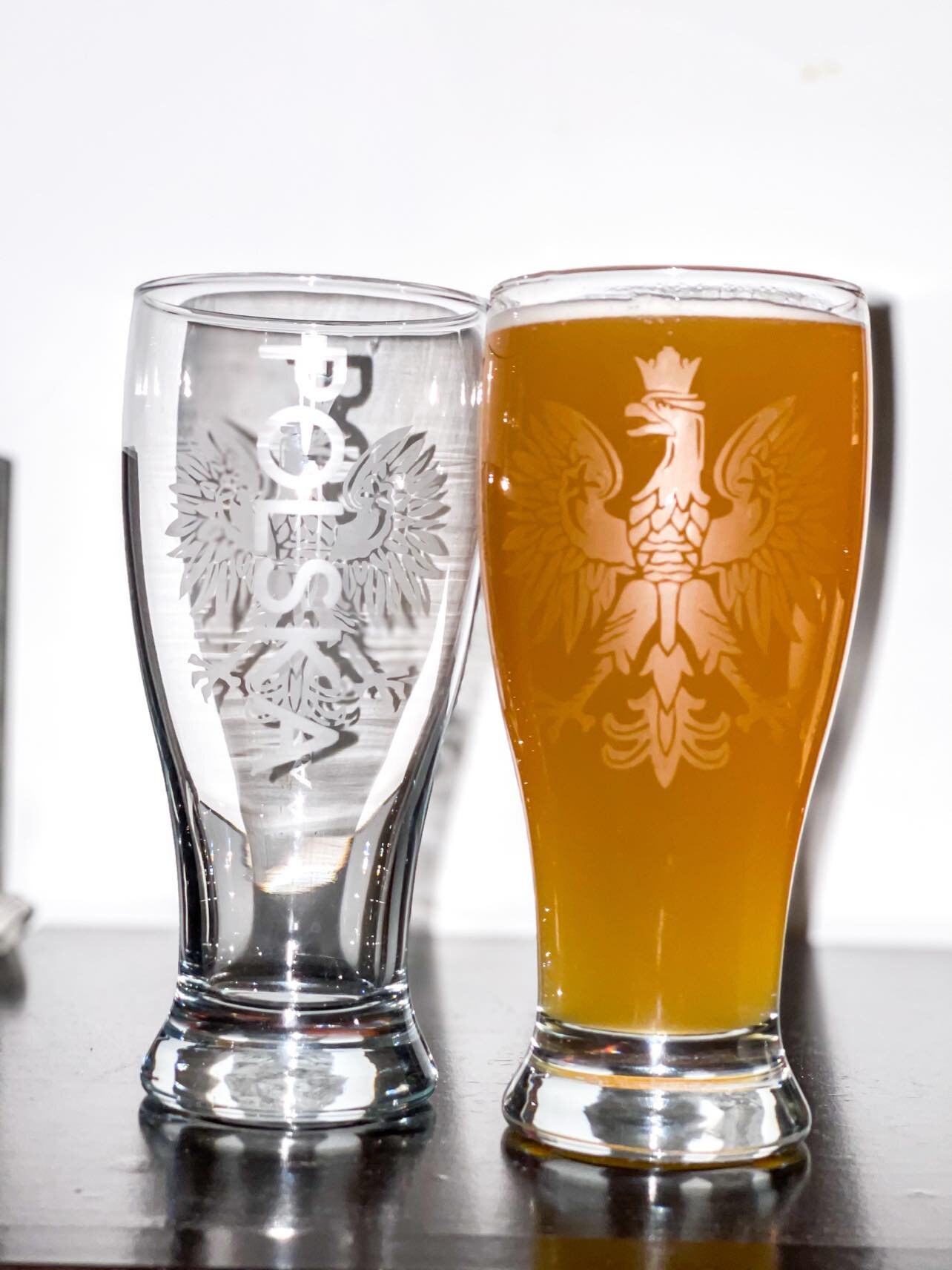 Polska Pride Etched Pilsner Beer Glass With Polish Eagle Poland ...