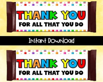 Editable, Teacher Thank You Gift, Giant Chocolate Candy Bar Wrapper ...