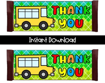 School Bus Candy Wrapper Instant Download, Bus Driver Appreciation, Bus ...