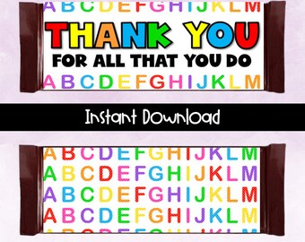 Editable, Teacher Thank You Gift, Giant Chocolate Candy Bar Wrapper ...