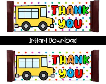 School Bus Candy Wrapper Instant Download, Bus Driver Appreciation, Bus ...