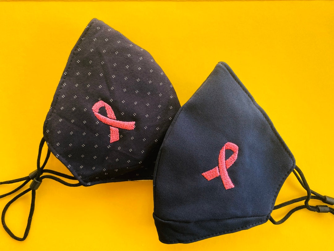 Pink Ribbon Embroidery Face Mask Awareness Pink Robbon Mask - Etsy