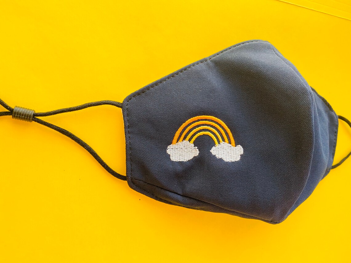 Rainbow Face Mask Golden Rainbow Mask Mask With Filter - Etsy