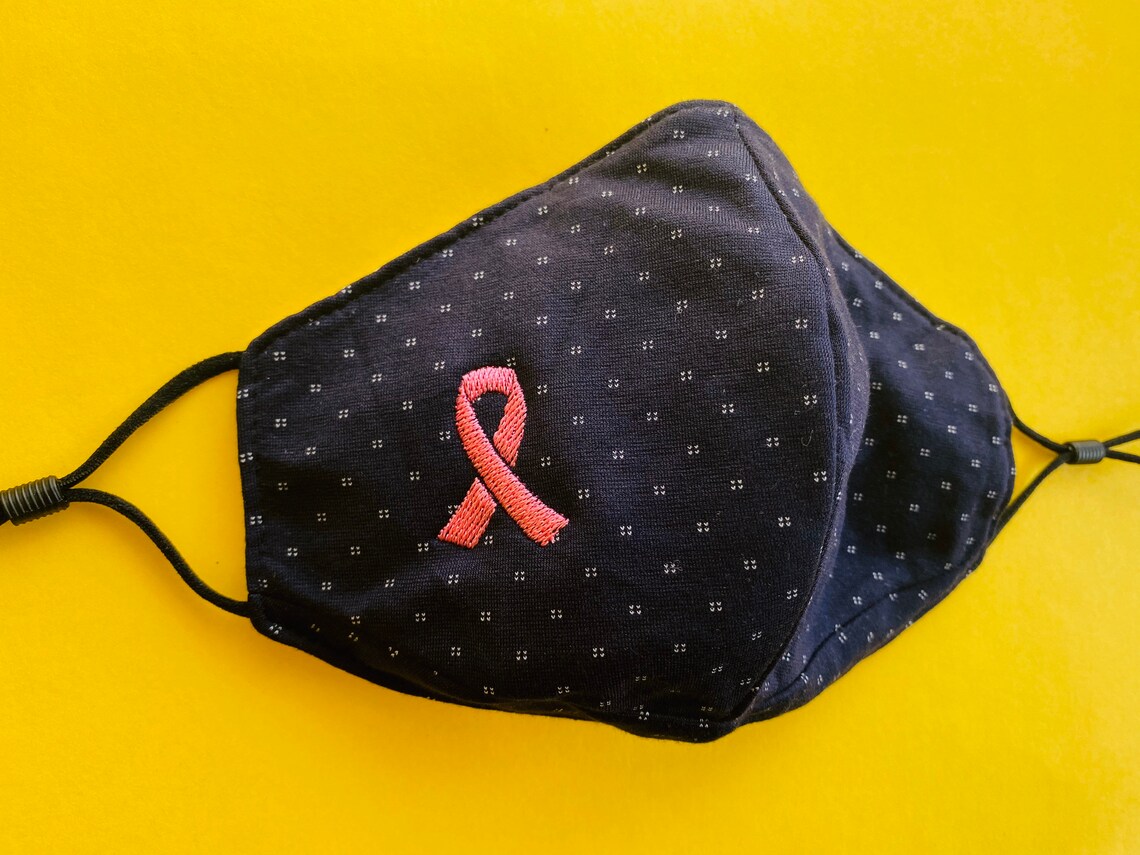 Pink Ribbon Embroidery Face Mask Awareness Pink Robbon Mask - Etsy