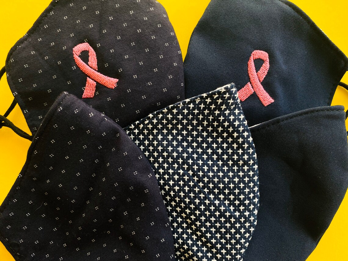 Pink Ribbon Embroidery Face Mask Awareness Pink Robbon Mask - Etsy