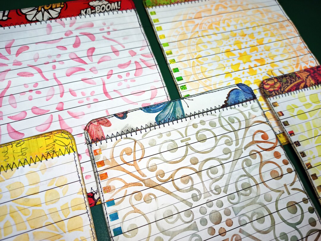 5 X Big Journal Cards, Handmade Double Sided Journaling Cards, Upcycled ...
