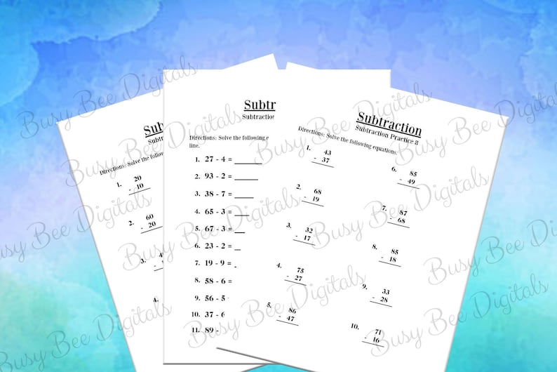 Grade 2 Math - Subtraction Worksheets Printable , Math Practice ...