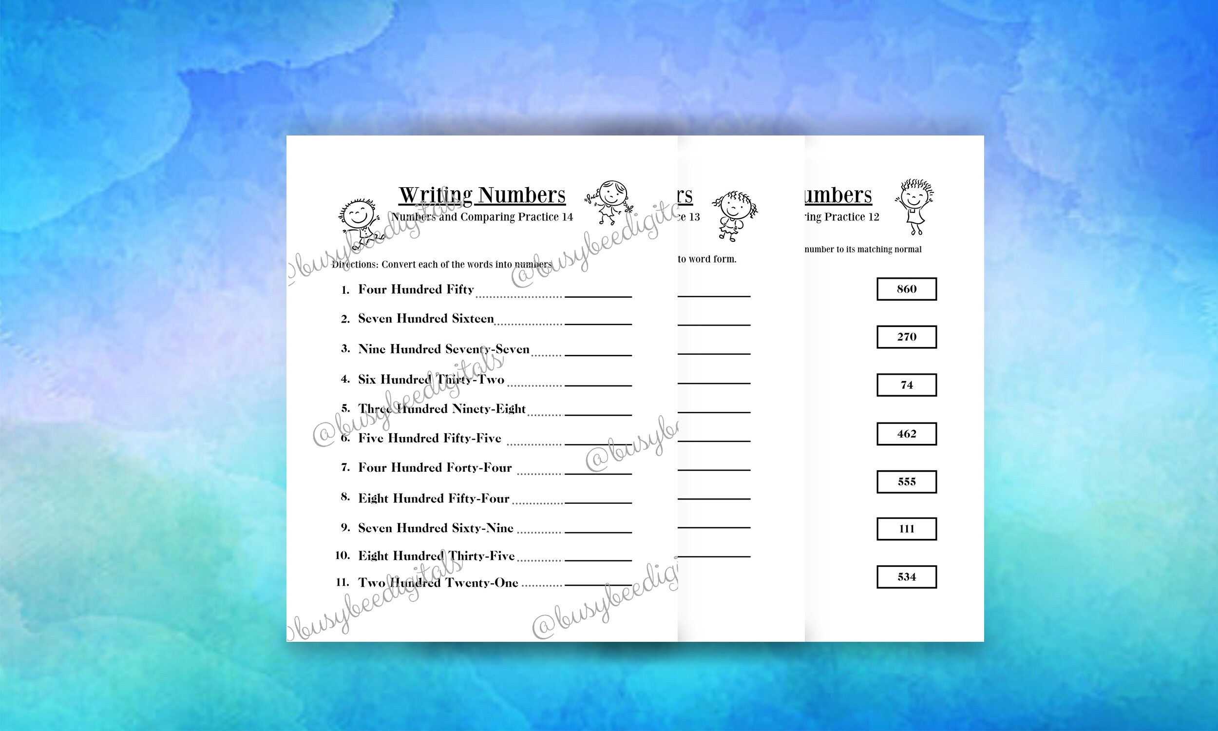 Grade 2-3 Math Numbers and Comparing Worksheets DIGITAL - Etsy UK