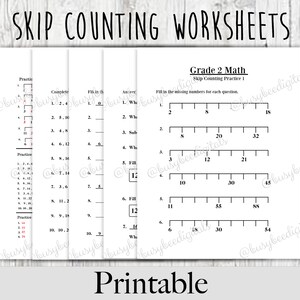 Grade 2-3 Math - Skip Counting Worksheet - DIGITAL DOWNLOAD , Math ...