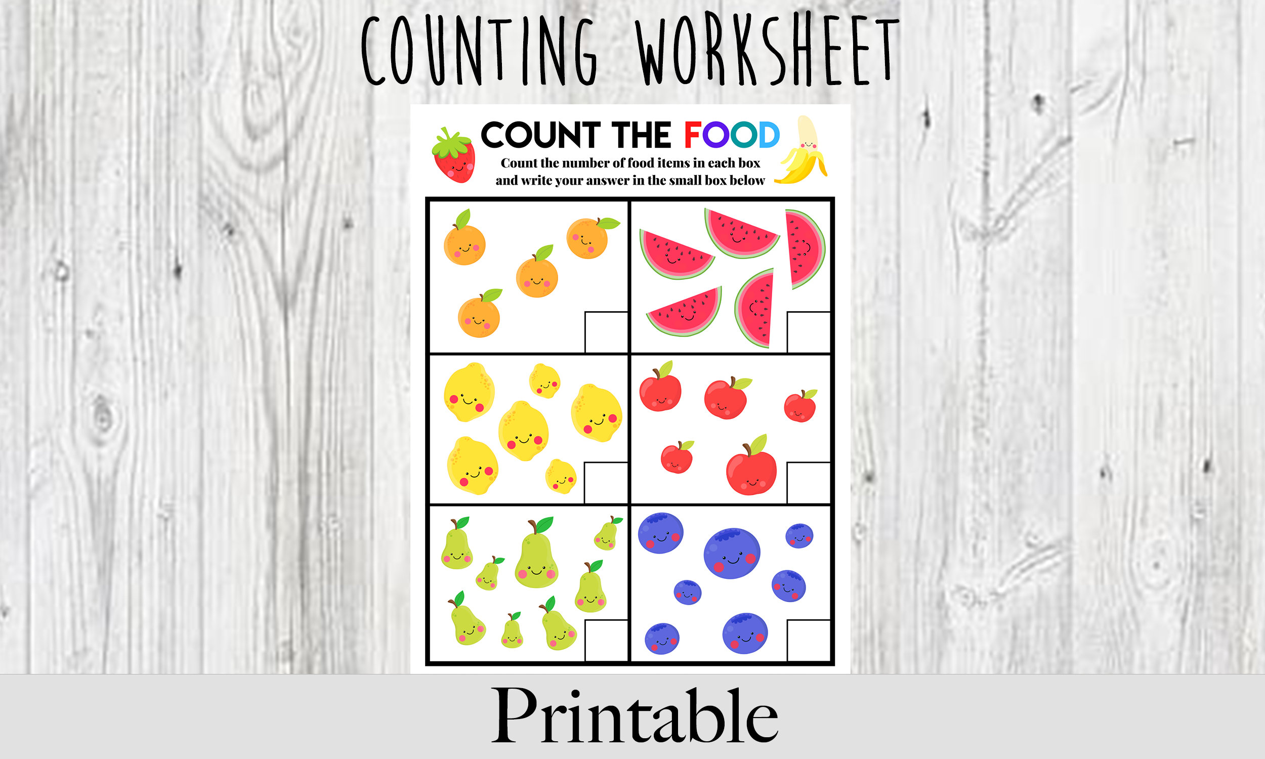 Counting Activity for Kids - Digital Download, Counting Worksheet ...