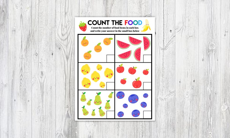 Counting Activity for Kids - Digital Download, Counting Worksheet ...