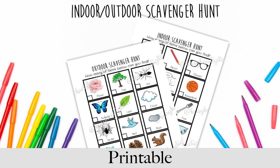 Indoor and Outdoor Scavenger Hunt - Digital Download, Homeschool ...