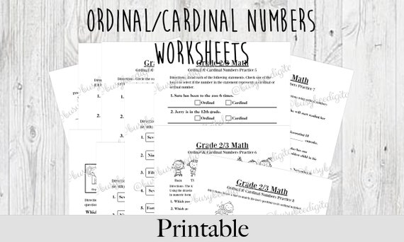 Grade 2-3 Math Ordinal and Cardinal Numbers Worksheets | Etsy