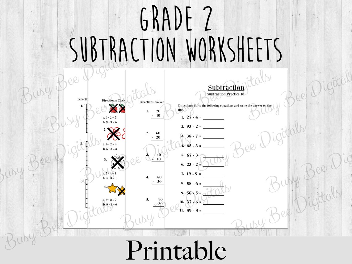 Grade 2 Math - Subtraction Worksheets Printable , Math Practice ...