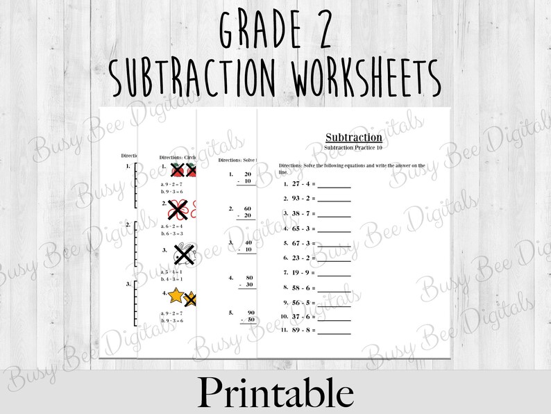Grade 2 Math - Subtraction Worksheets Printable , Math Practice ...