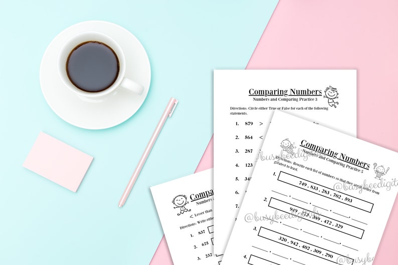 Grade 2-3 Math Numbers and Comparing Worksheets DIGITAL - Etsy UK