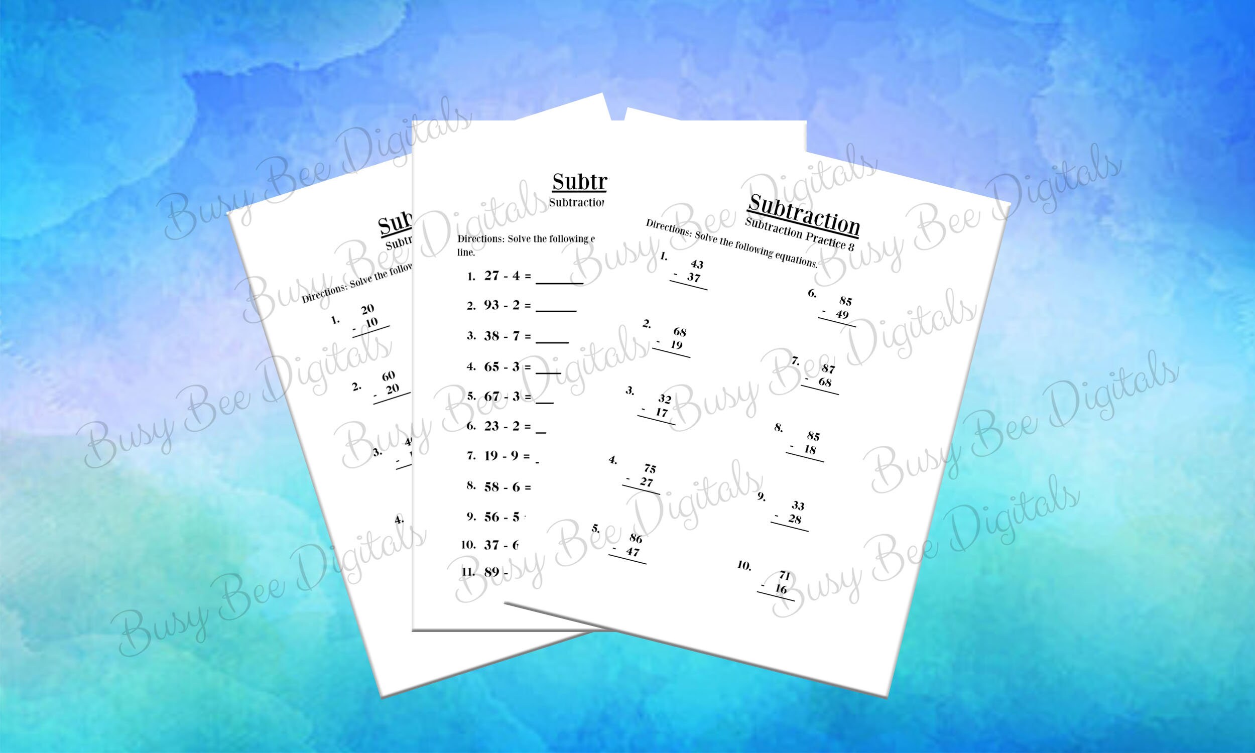 Grade 2 Math - Subtraction Worksheets Printable , Math Practice ...
