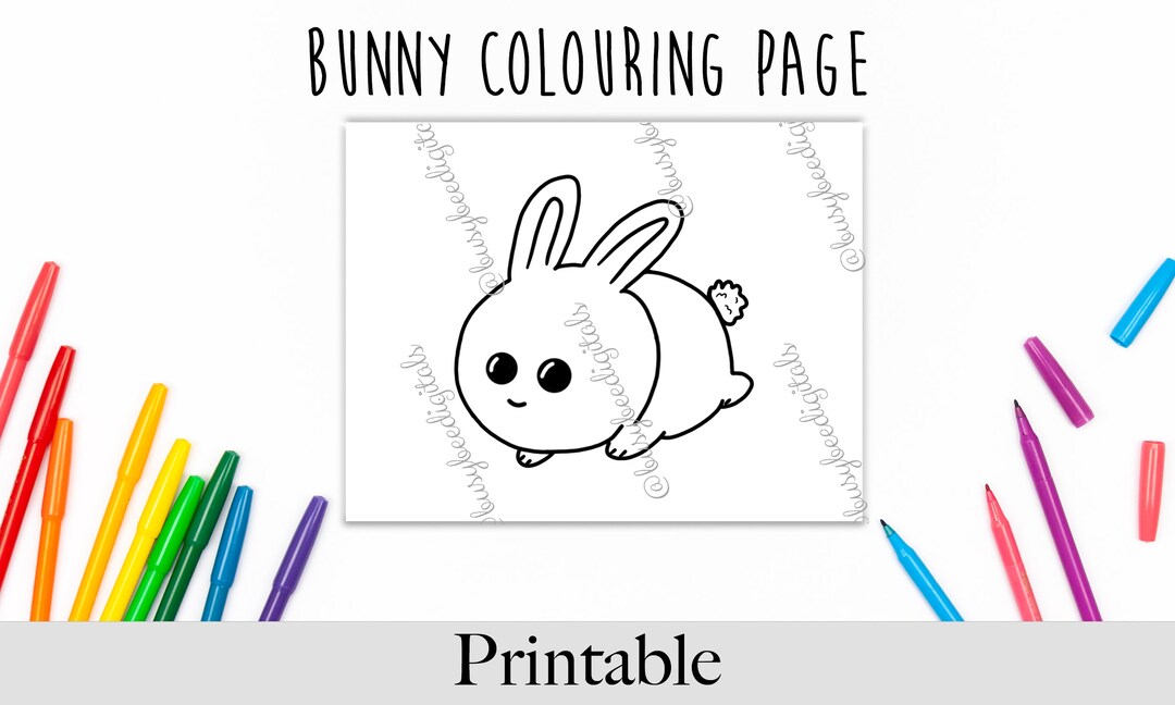 Bunny Colouring Page - Digital Download, Colouring Pages for Kids ...
