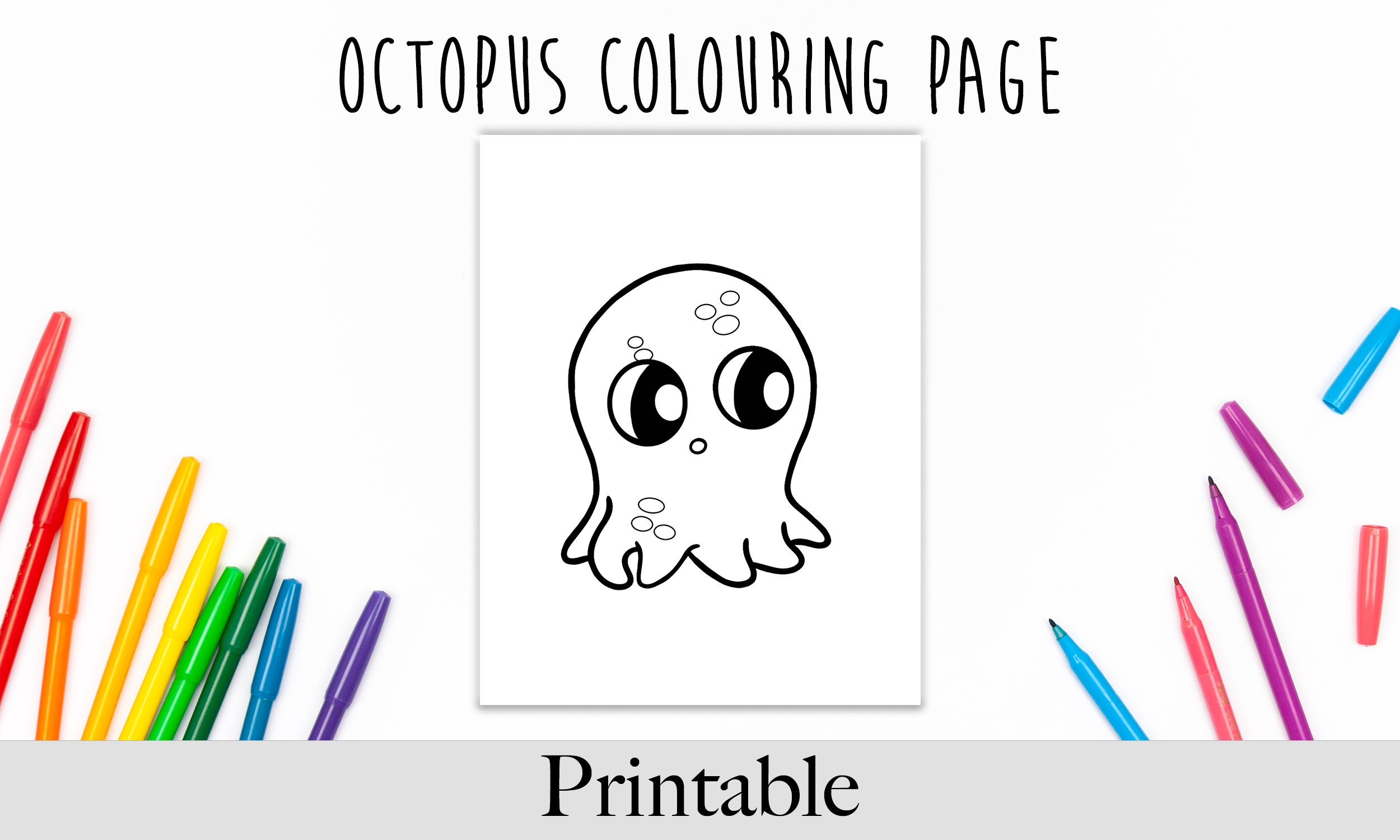 Octopus Colouring Page - Digital Download, Colouring Pages for Kids ...