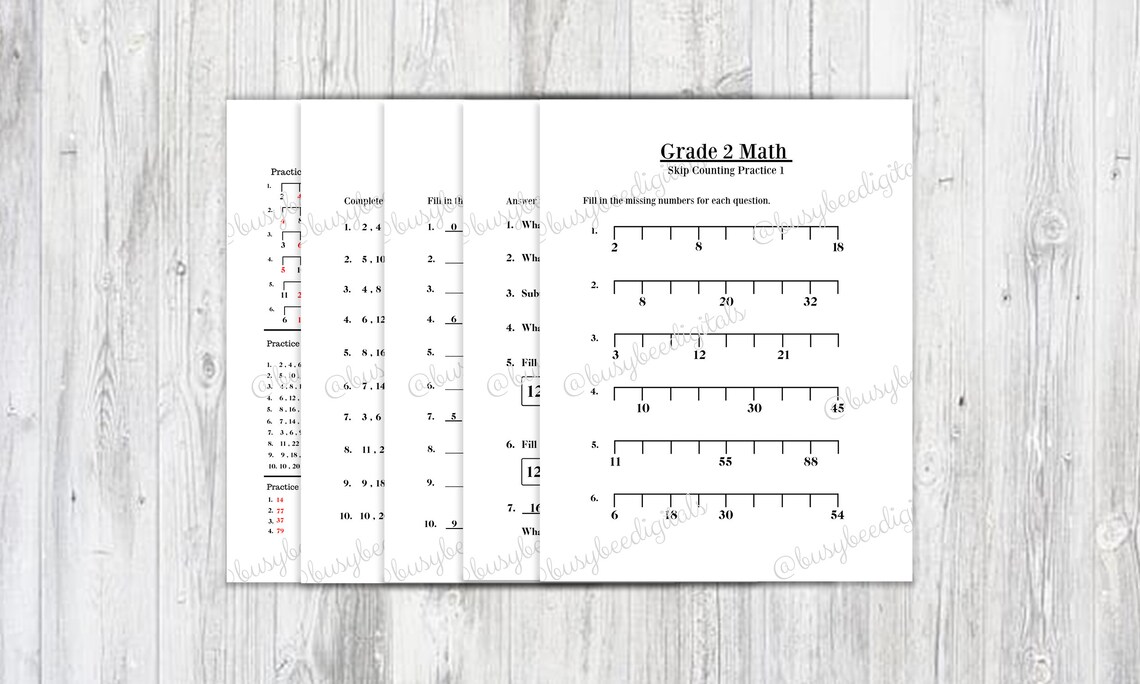 Grade 2-3 Math - Skip Counting Worksheet - DIGITAL DOWNLOAD , Math ...