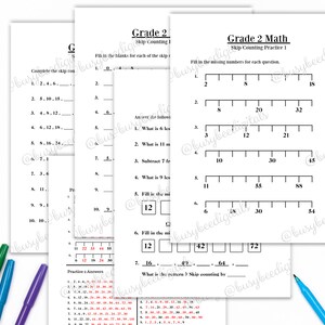 Grade 2-3 Math - Skip Counting Worksheet - DIGITAL DOWNLOAD , Math ...